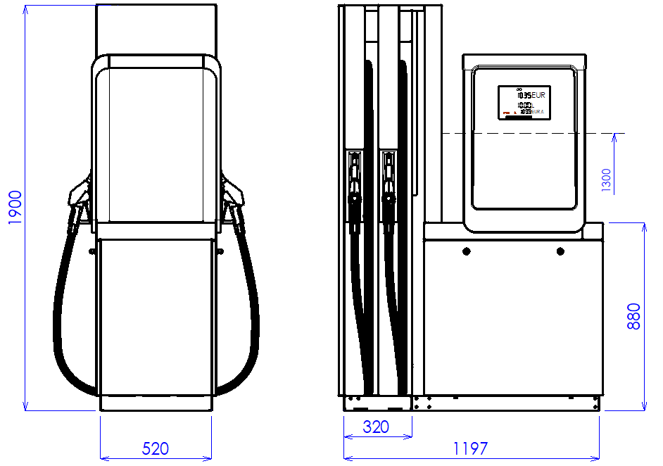Size Of Gas Station Pump Dispensers